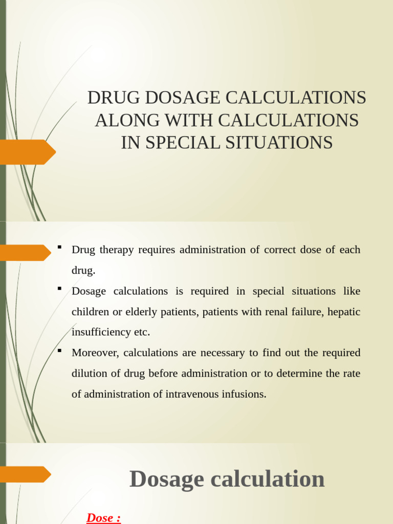 Drug Dosage Calculations Guide | PDF | Dose (Biochemistry) | Chemistry