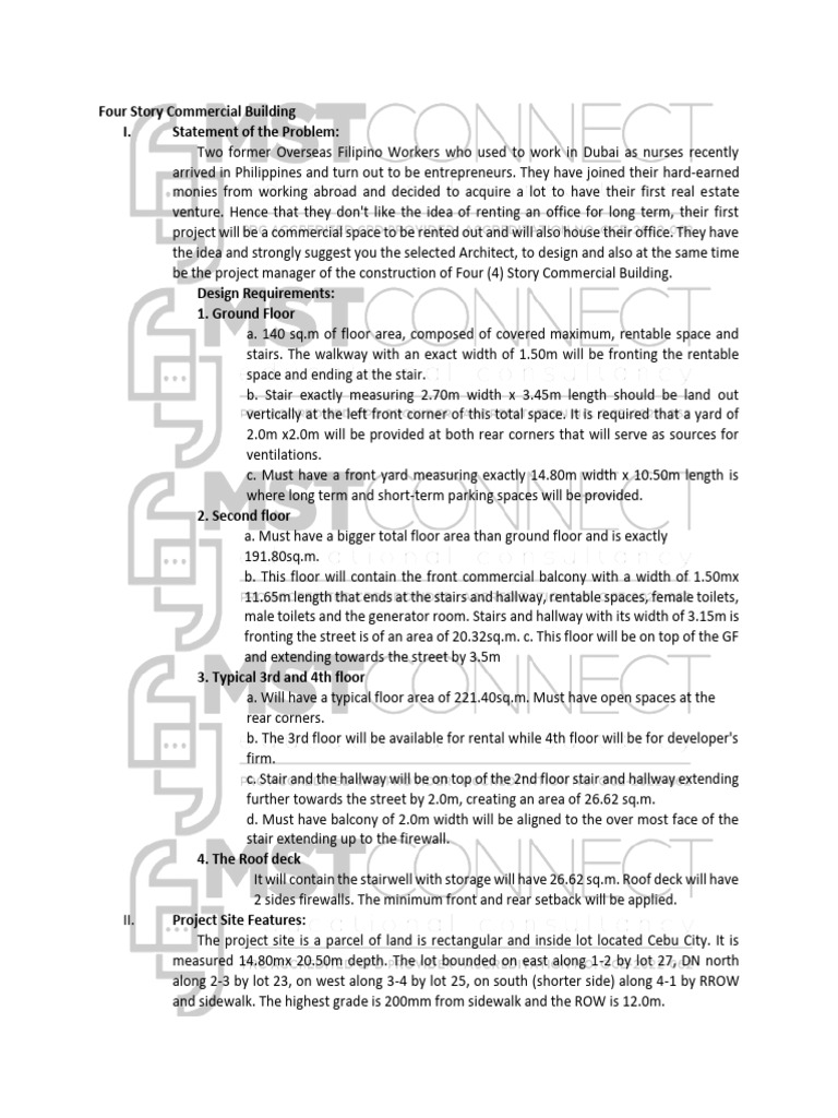 4-Storey Commercial Building Design Plan | PDF | Stairs | Flooring
