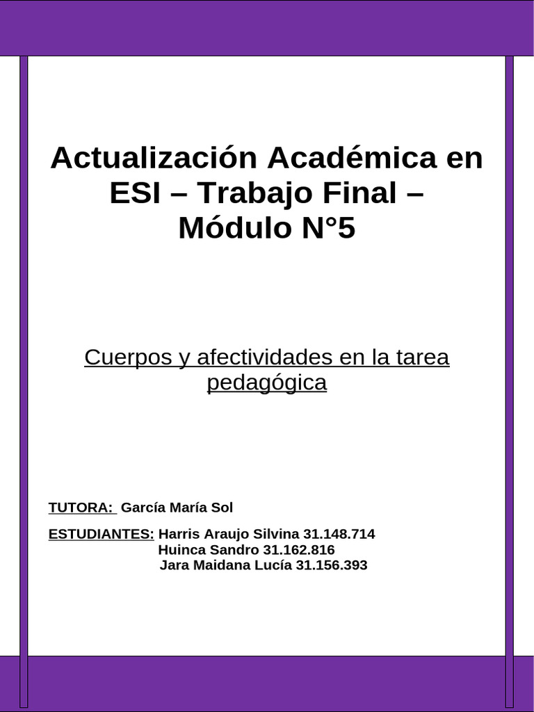 TP. Modulo 5. Harris- Huinca- Jara | PDF | Educación sexual | Empatía
