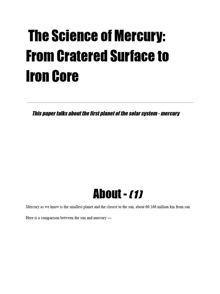 Mercury: Characteristics and Orbit Insights | PDF