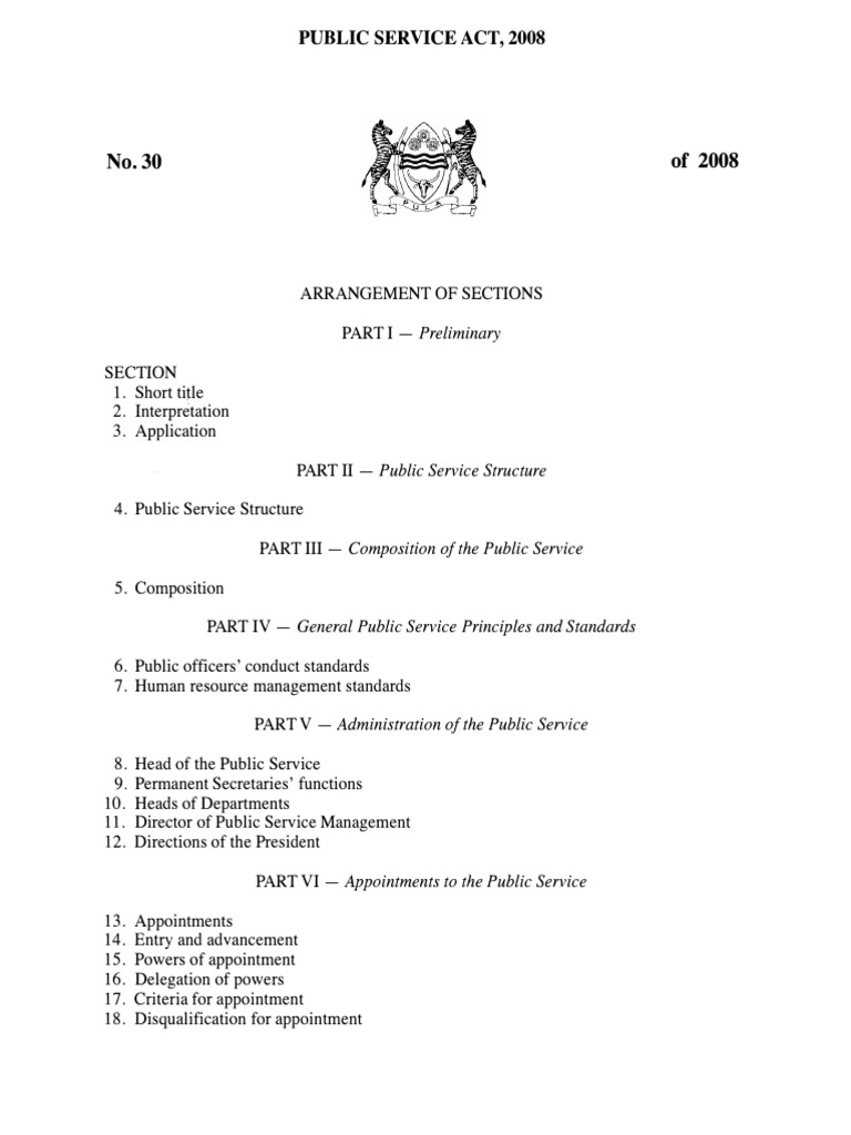 Public Service Act, 30 of 2008 | PDF | Employment | Strike Action