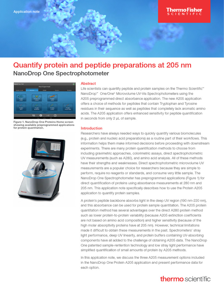 AN52774 Quantify Protein Peptide Preparations 205 NM | PDF ...