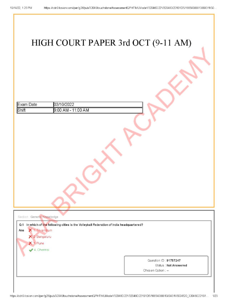 PB High Court Paper All Shifts Final.. | PDF