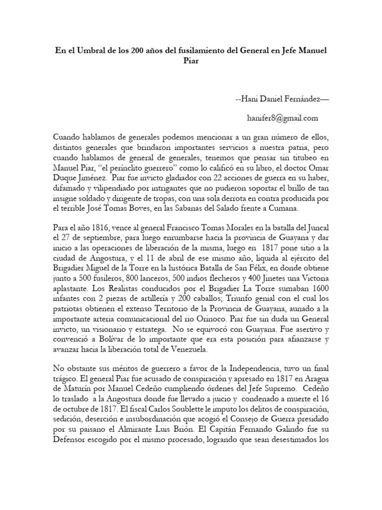 General Piar | PDF | Venezuela