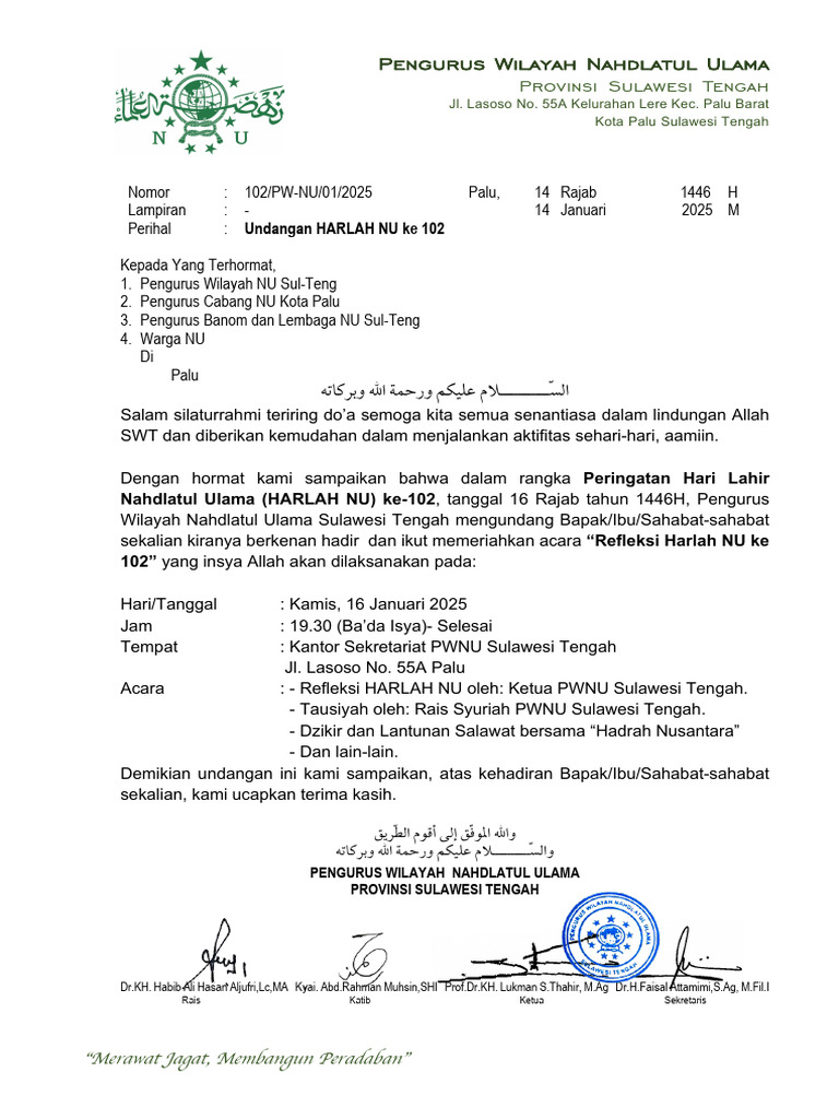 Undangan Peringatan Harlah NU 2025 | PDF