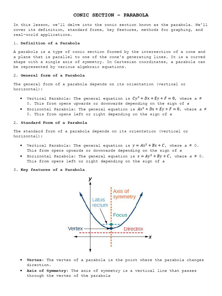Conic-Section-Parabola | PDF | Analytic Geometry | Euclidean Geometry