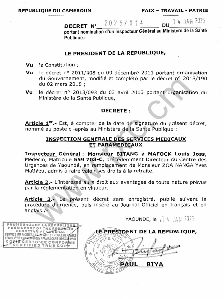 Decret N 2025 014 Du 14 Janv 2025 | PDF