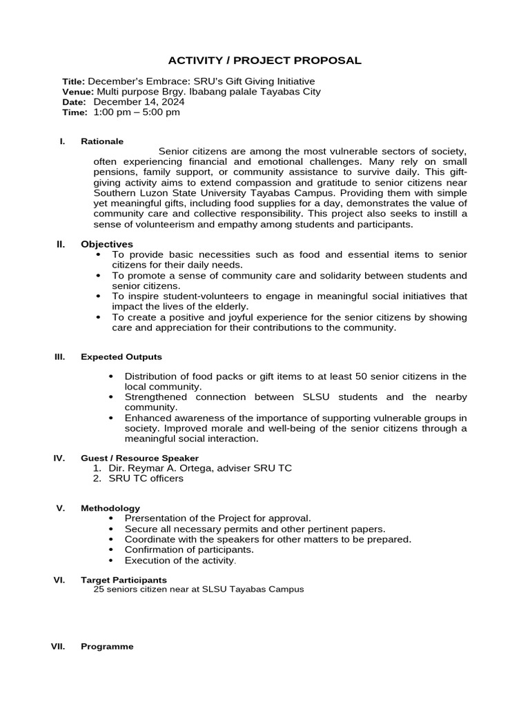 Template Activity.project Proposal Always Attach This to Your Cover ...