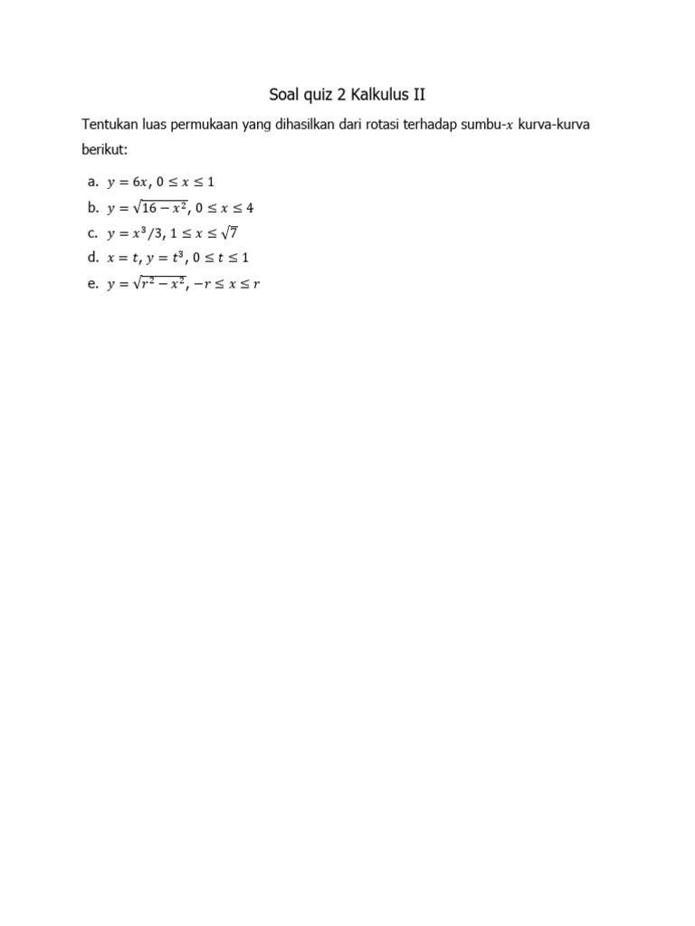 Soal Quiz 2 Kalkulus II | PDF