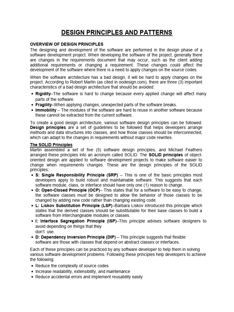 Design Principles and Patterns | PDF | Interface (Computing) | Software