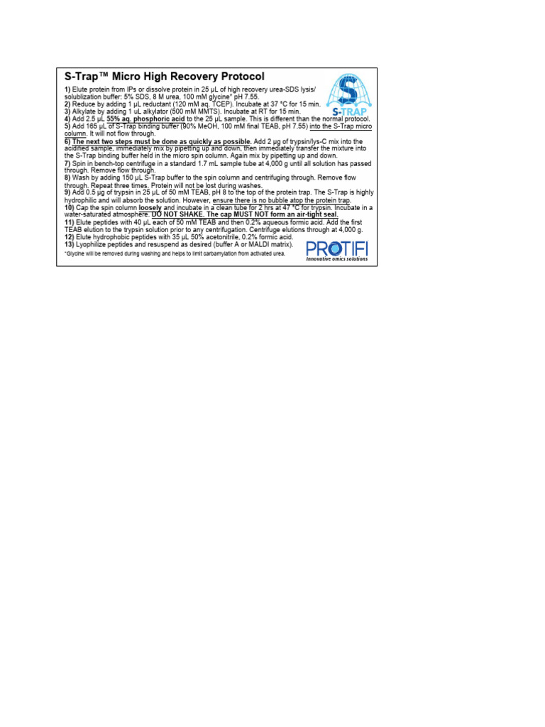 S-Trap Micro High Recovery Protocol | PDF