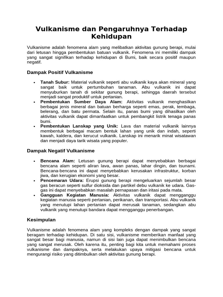 Vulkanisme Dan Pengaruhnya Terhadap Kehidupan | PDF