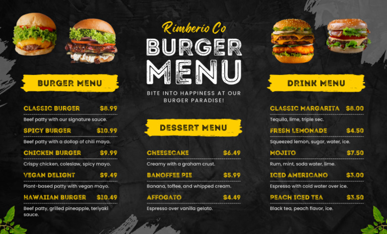 Burger Menu Landscape | PDF
