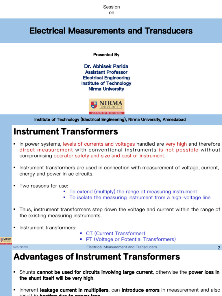 Instrument Transformers in Electrical Measurement | PDF | Transformer ...