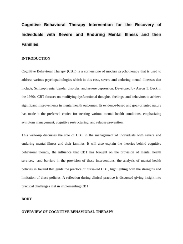 Cognitive Behavioral Therapy | PDF | Cognitive Behavioral Therapy | Psychotherapy