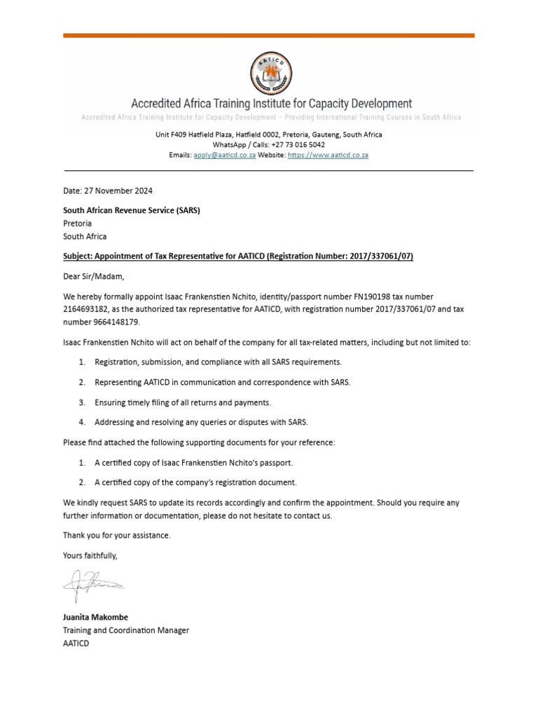 SARS Company Representative | PDF