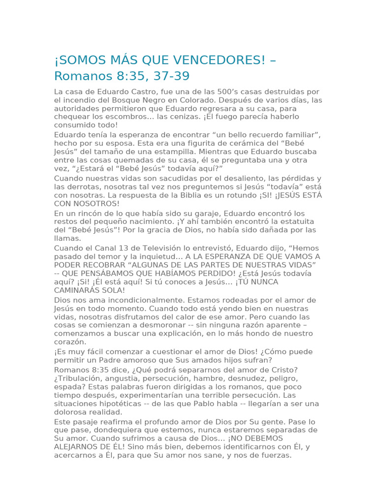 Amor inquebrantable en Romanos 8:38-39 | PDF | Amor | Cristo (título)