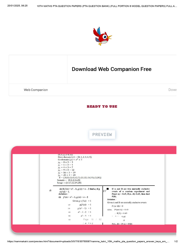 10TH MATHS PTA QUESTION PAPERS (PTA QUESTION BANK) (FULL PORTION 6 ...