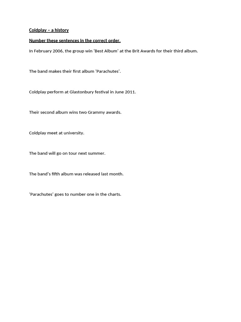 Coldplay Biography | PDF