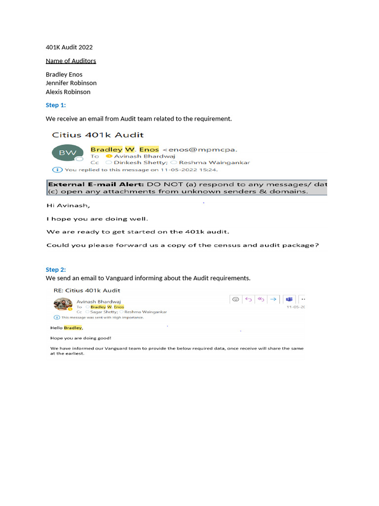 401K Audit Steps (003) (AutoRecovered) | PDF