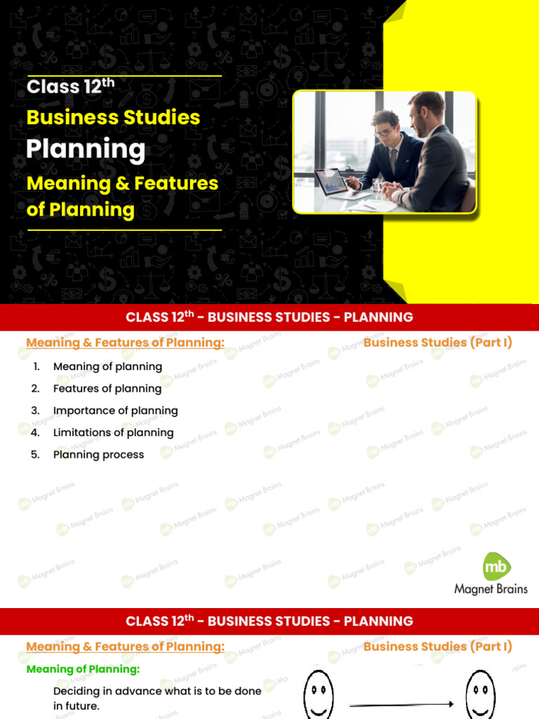 Class 12 Business Studies: Planning Overview | PDF | Planning | Business