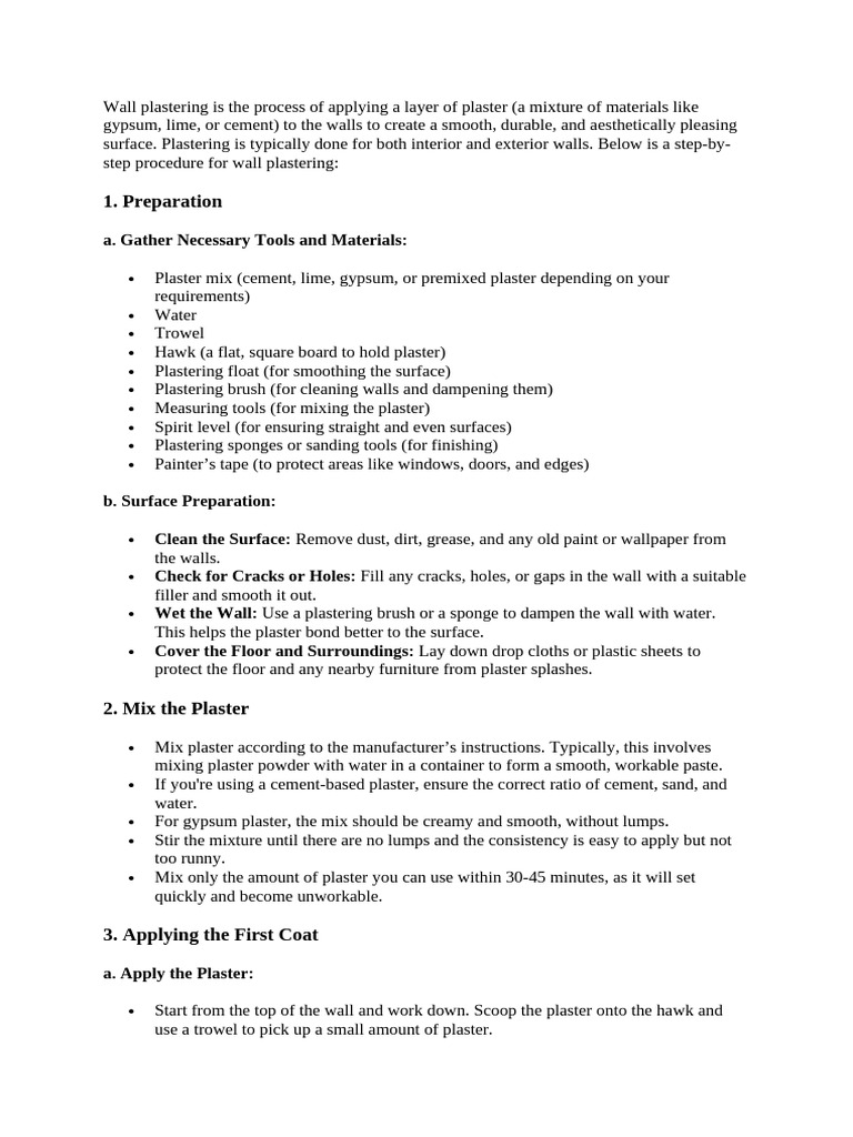 Wall Plastering Is The Process of Applying A Layer of Plaster | PDF ...