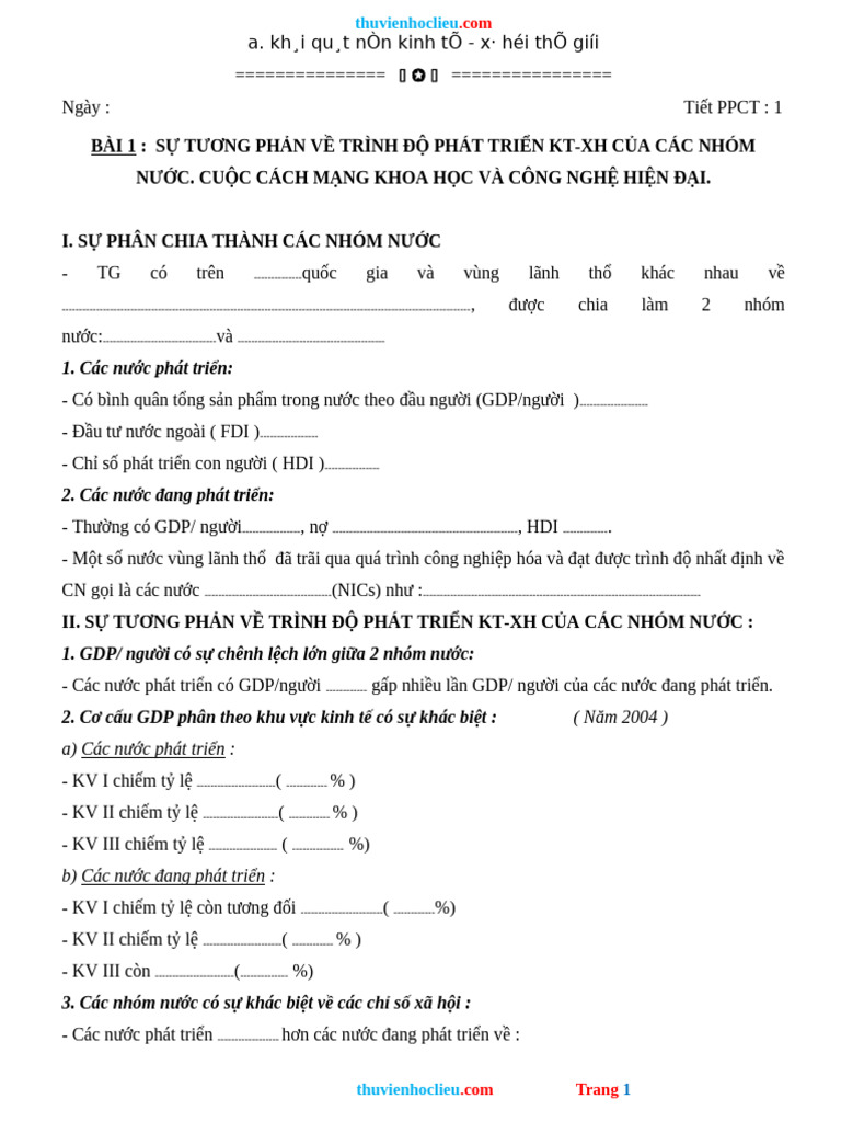 Phieu HT Dia Li 11 Theo Tung Bai Hoc | PDF