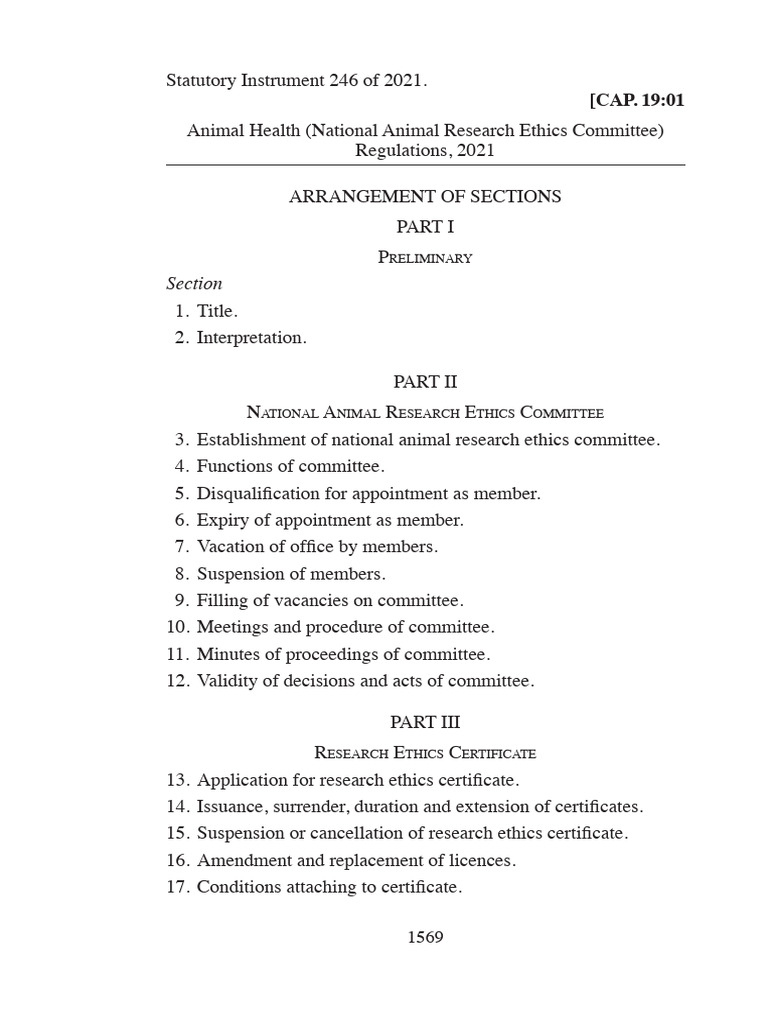 Animal Research Ethics Regulations 2021 | PDF | Veterinary Medicine ...