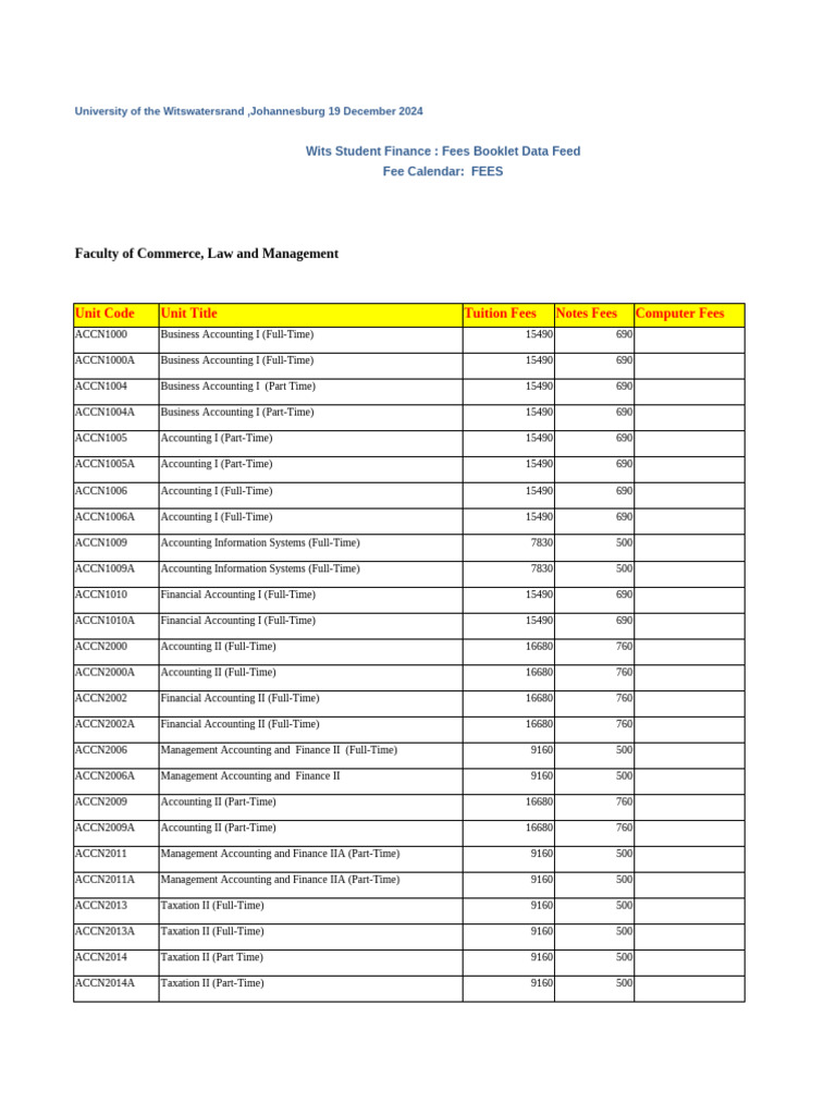 Fees Book 2025 19 Dec | PDF | Entrepreneurship | Strategic Management