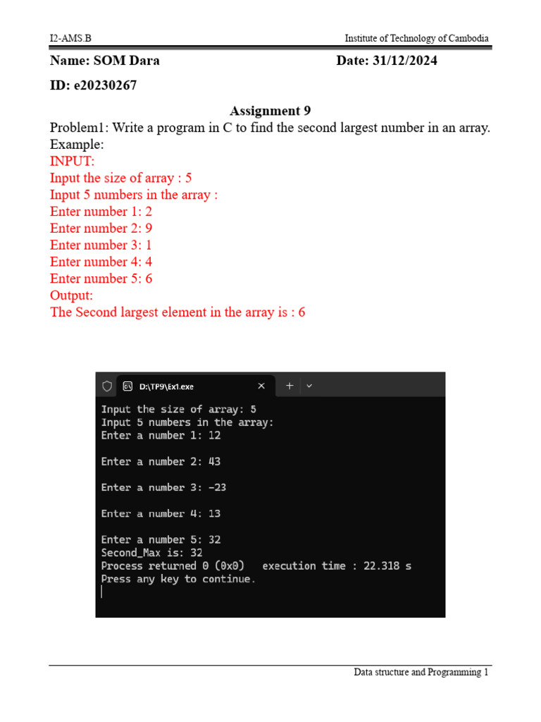 Tp9 Array2 Pdf Matrix Mathematics Linear Algebra