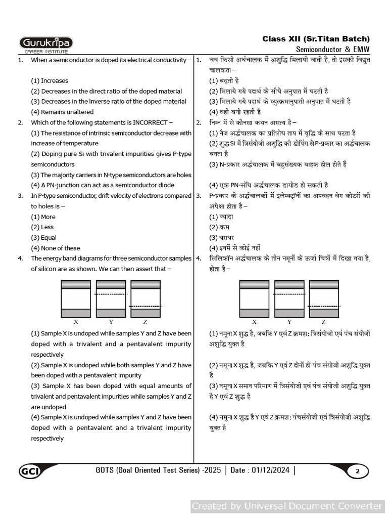 Gots Phase 2 Test 27 01-12-2024 241201 203909 | PDF | P–N Junction ...
