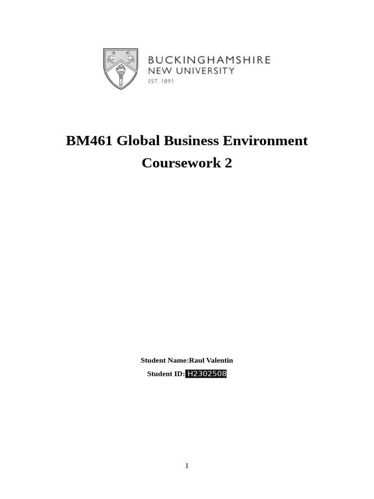 1.BM461 Global Business Environment - Task1 | PDF | Cost Of Living | Retail