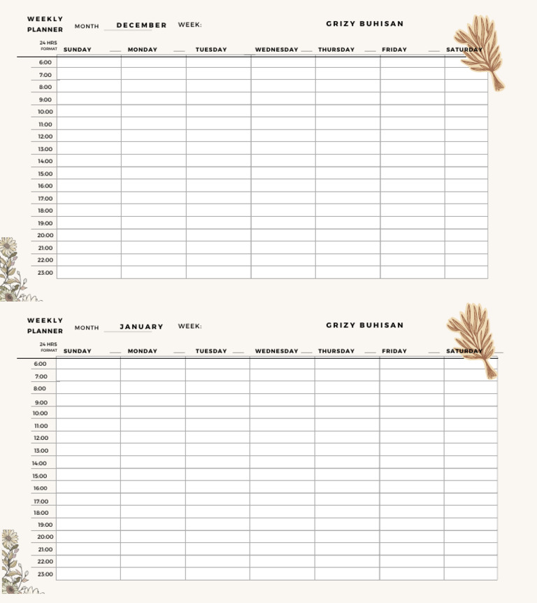 Beige Minimalist Weekly Planner Calendar | PDF