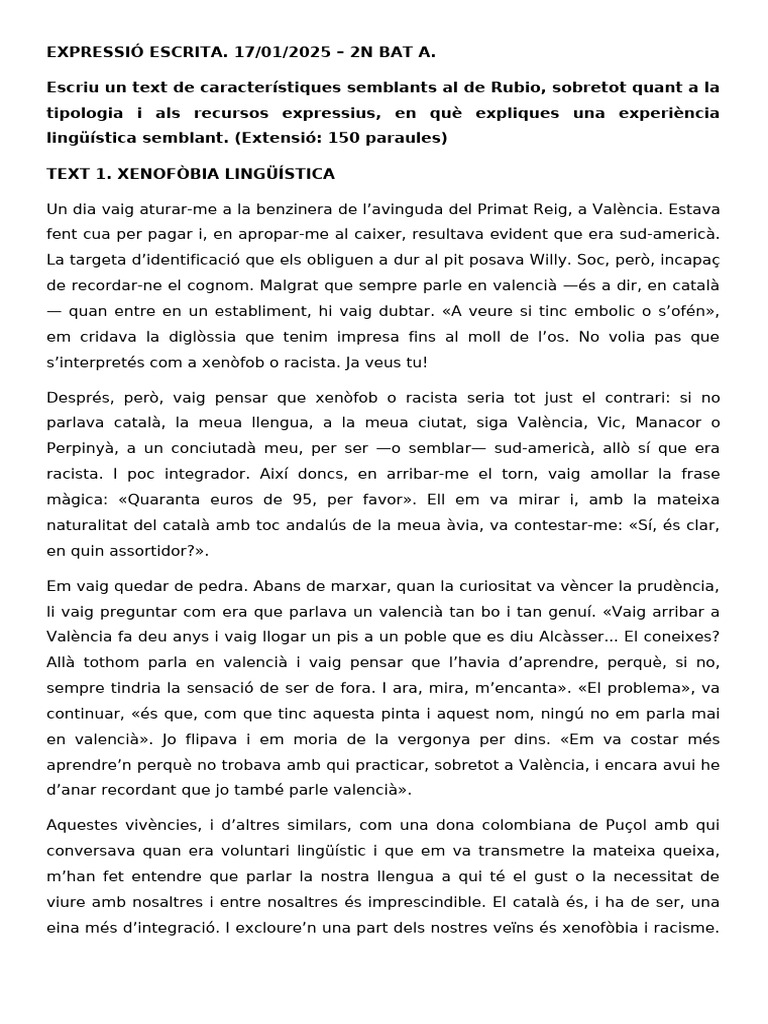 Prova Expressió Escrita | PDF