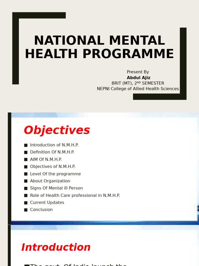 Definition of National Mental Health Programme | PDF | Mental Health ...