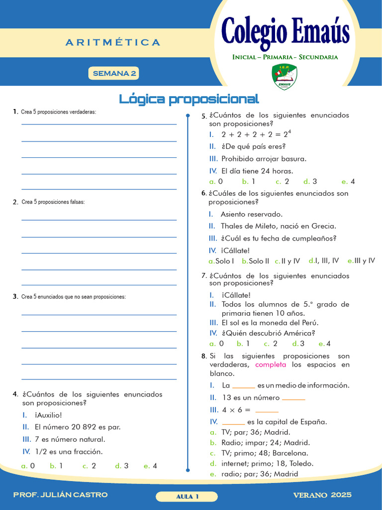 Lógica Proposicional: Ejercicios y Proposiciones | PDF | Proposición