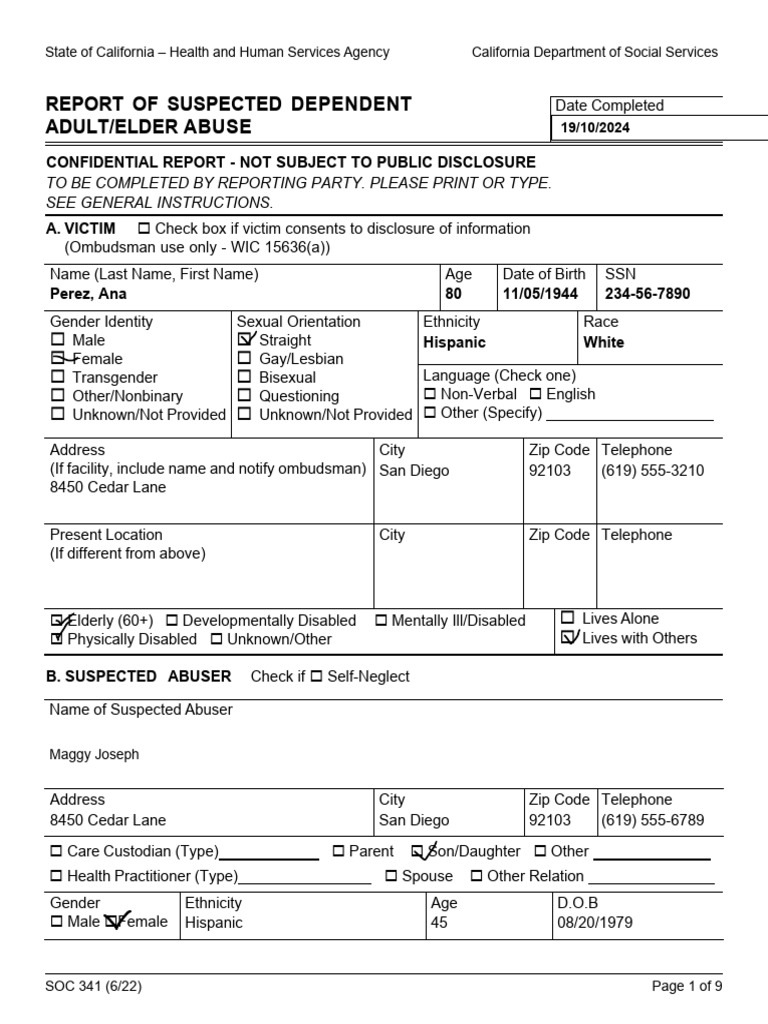 MNP 688c Unit 4 Mega Class Elderly Abuse Form 2 | PDF | Child Abuse ...