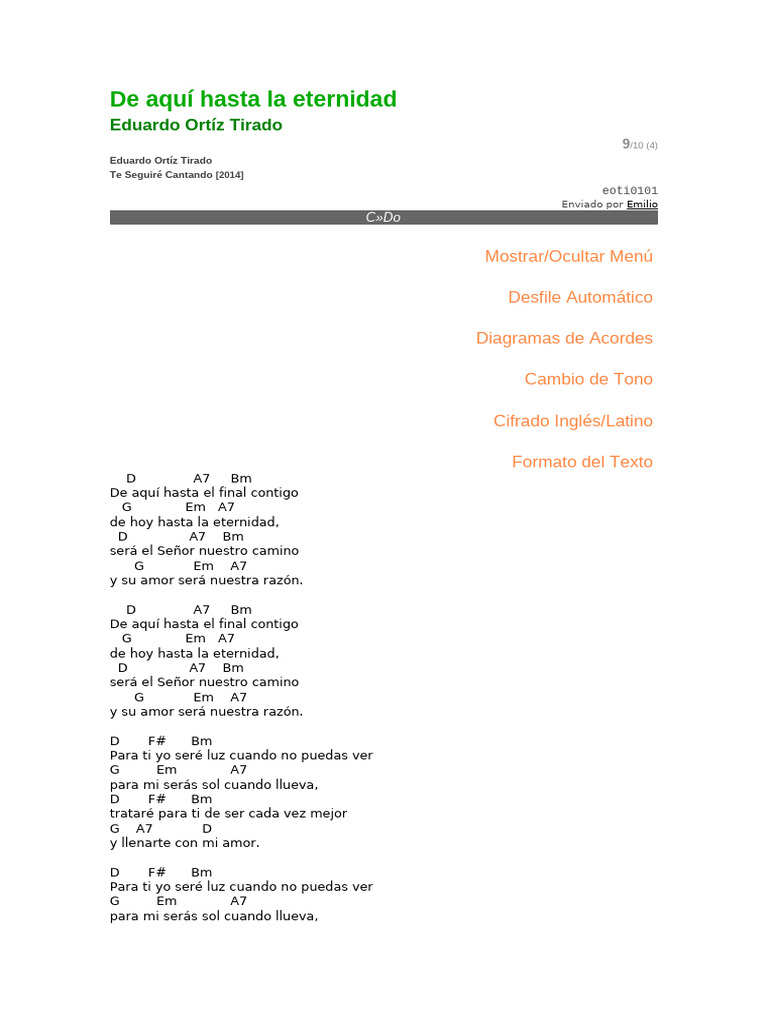Letra y acordes: De aquí hasta el final | PDF
