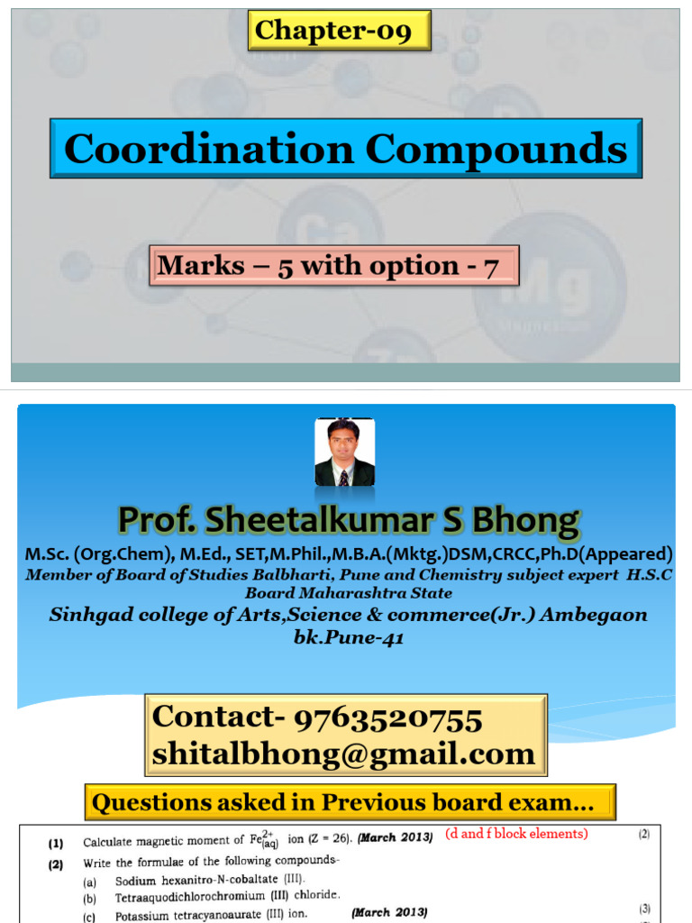 9.P Coordination Compounds | PDF | Coordination Complex | Ligand