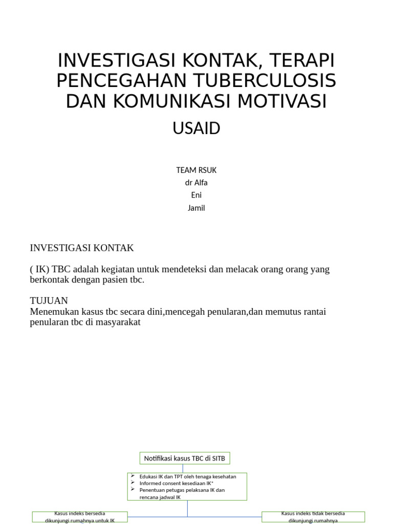 Investigasi Kontak, Terapi Pencegahan Tuberculosis Dan Komunikasi | PDF
