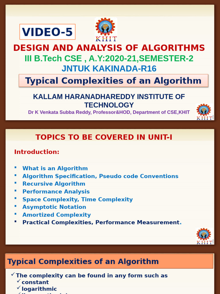 DAA UNIT-1 PPT-5 | PDF | Time Complexity | Logarithm