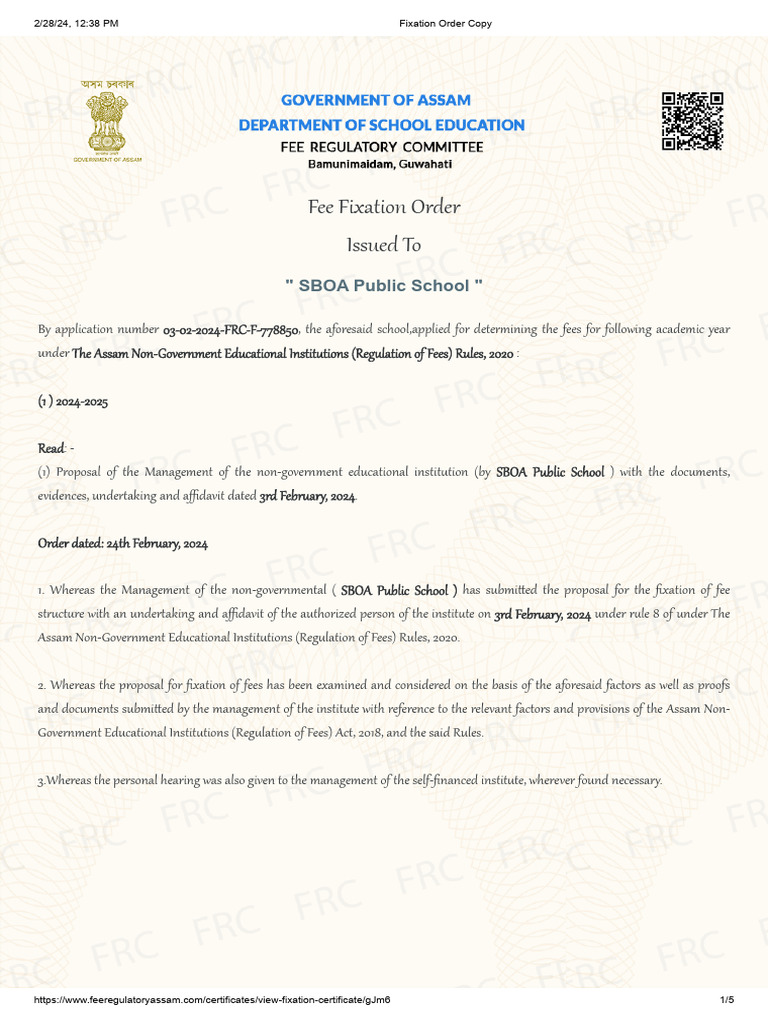 C1 Fee Fixation Order | PDF | Tax Refund | Justice