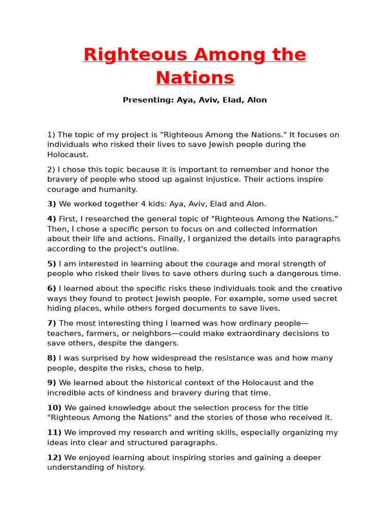 Righteous Among The Nations | PDF | Courage | Learning