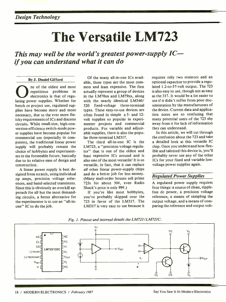The Versatile LM723 Voltage Regulator IC | PDF | Amplifier | Operational Amplifier
