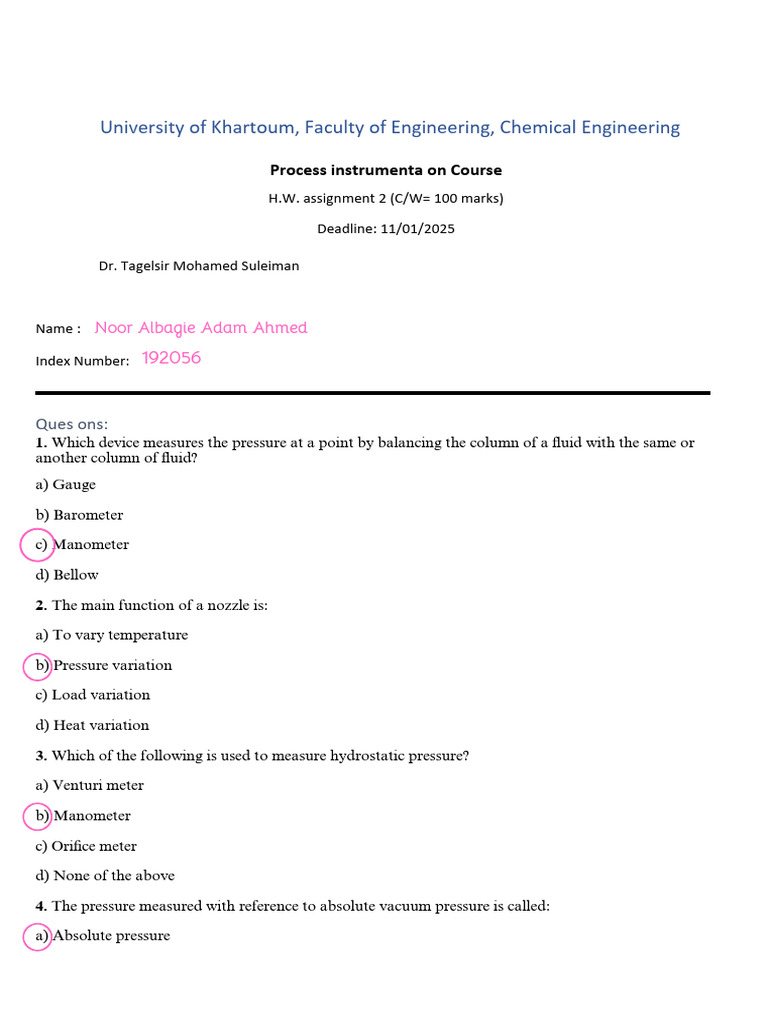 Assignment - PDF.PDF Compressed | PDF | Pressure | Pressure Measurement
