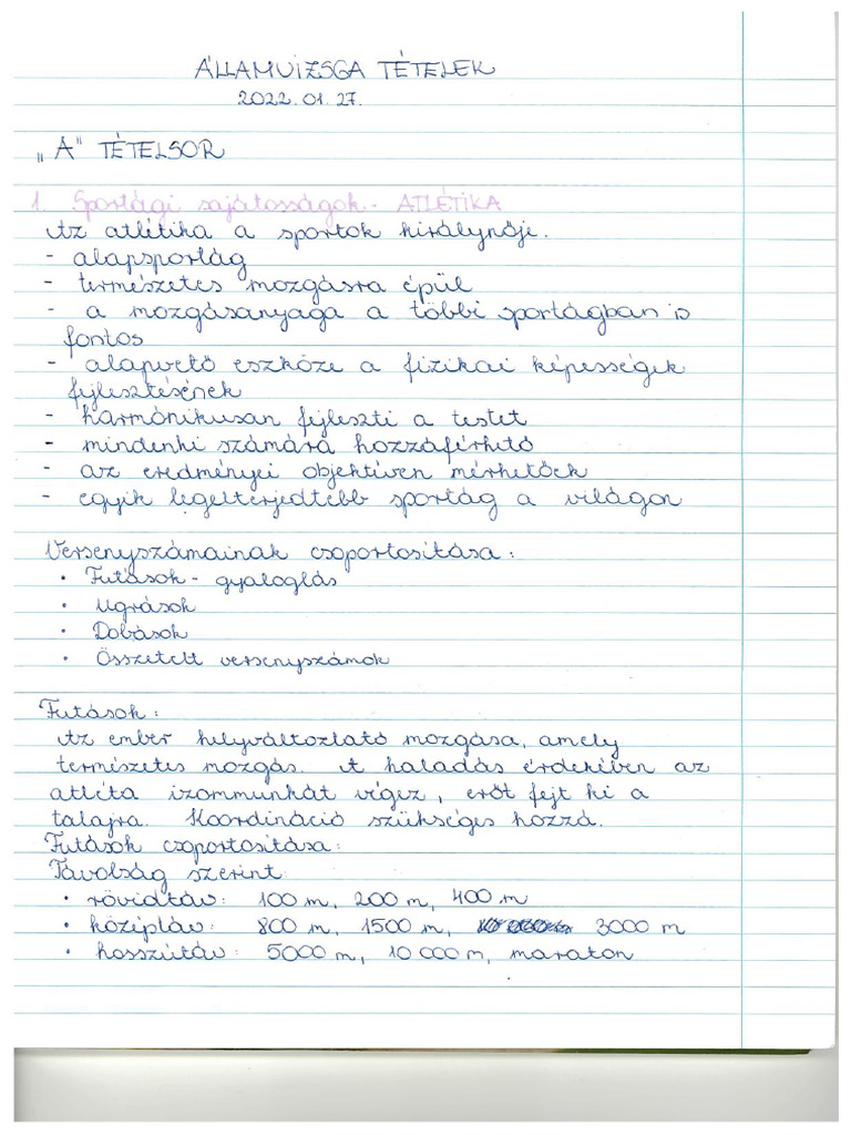 Sportági Sajátosságok - ATLÉTIKA | PDF