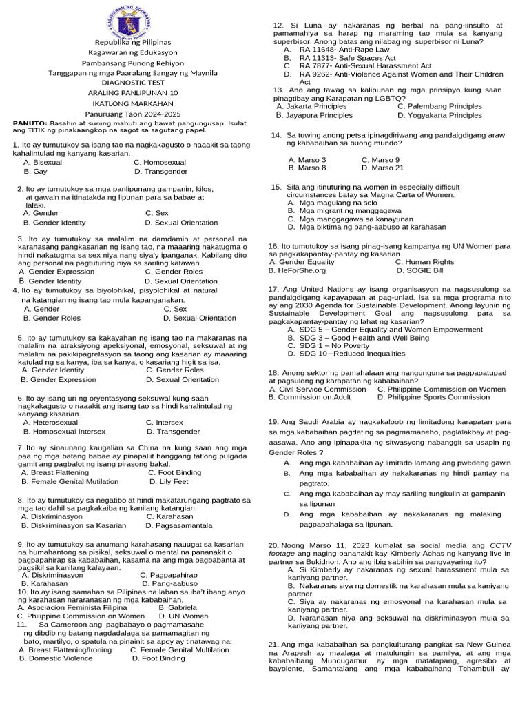 AP10-Q3-Diagnostic Test | PDF