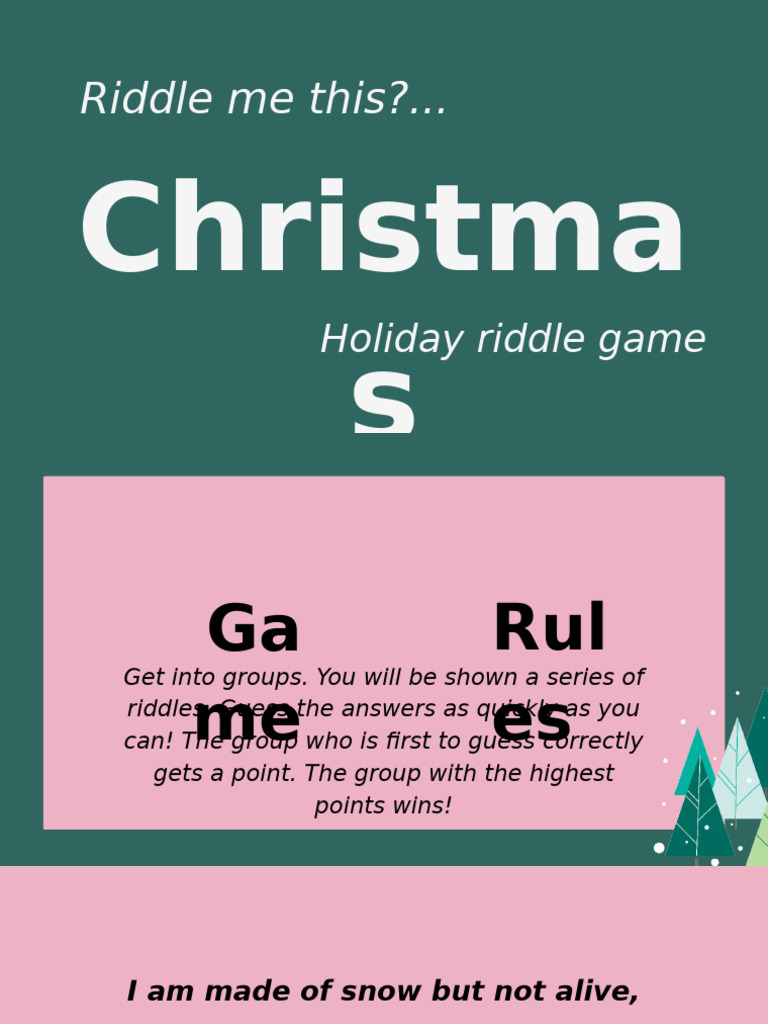 English Christmas Riddle Vocabulary Presentation in Green Red Animated ...