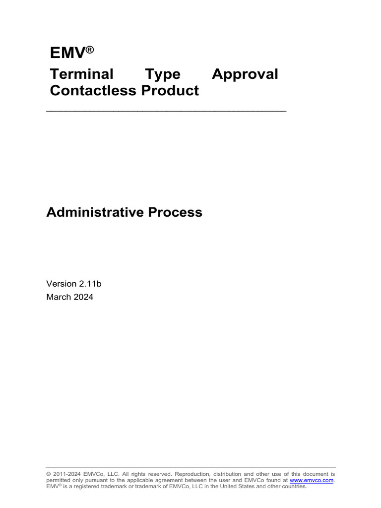 EMVCo TTA Contactless Admin Process v211b 240313 | PDF | Emv | Computing
