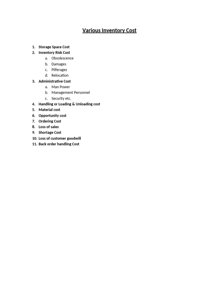 Various Inventory Cost | PDF